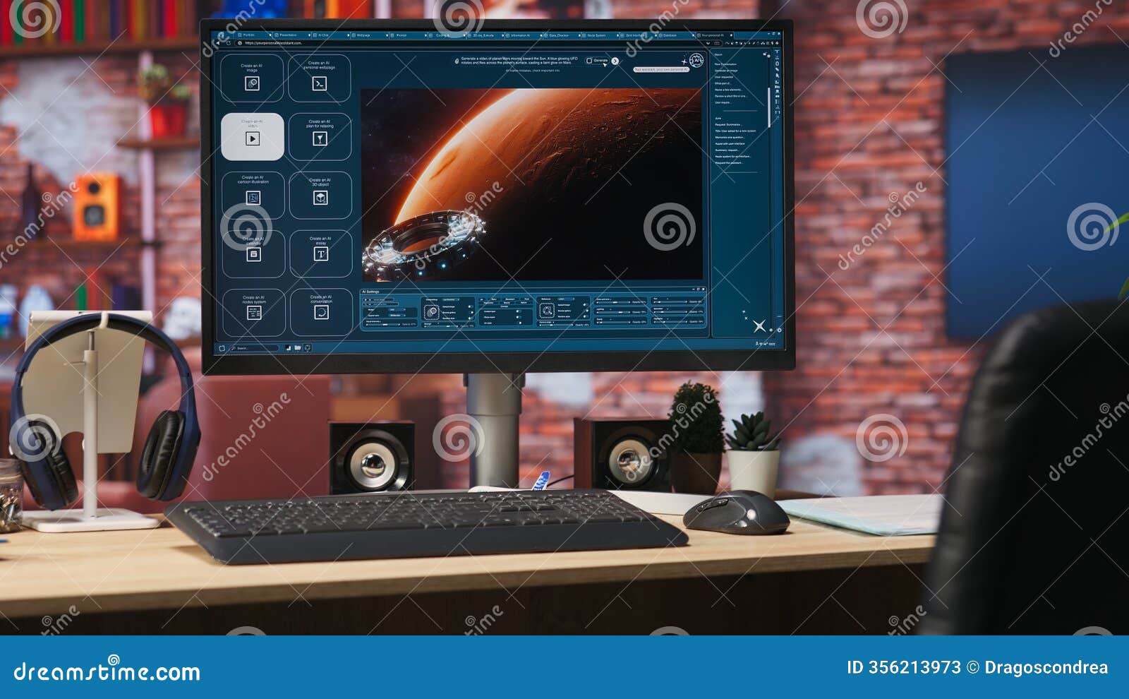Monitor Showing AI Virtual Assistant Producing Clips Stock Image ...