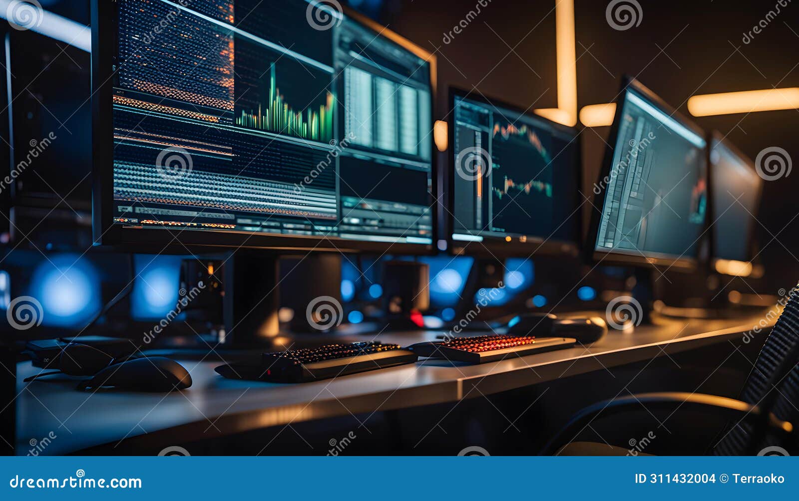 Computer Screen with Running Program Code, Close-up of Computer ...