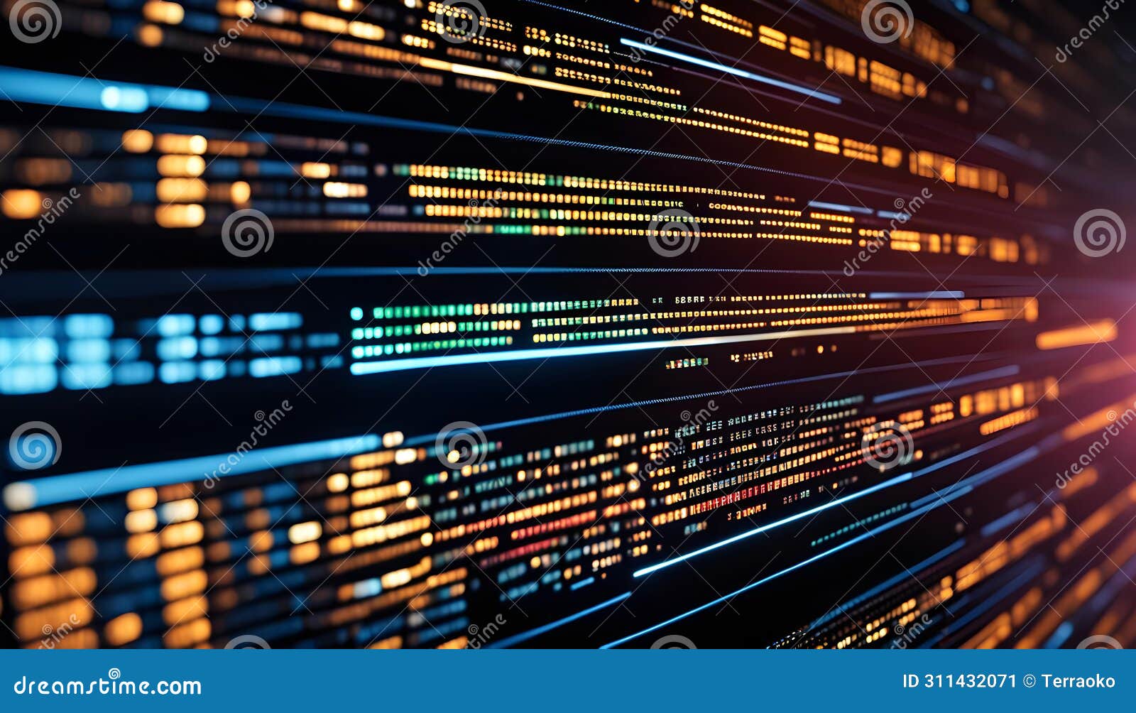 Computer Screen with Running Program Code, Close-up of Computer ...