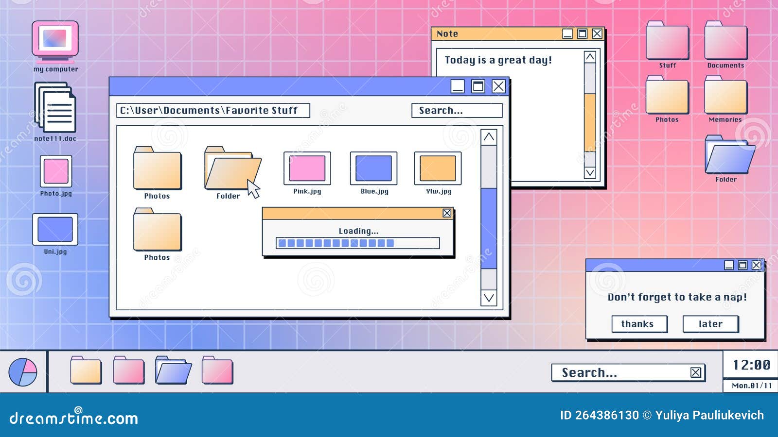 Computer Screen with 90s Retro Software Windows Stock Vector ...