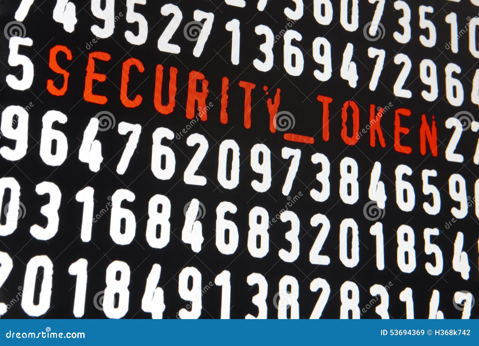 Computer Screen with Security Token Text on Black Background Stock ...