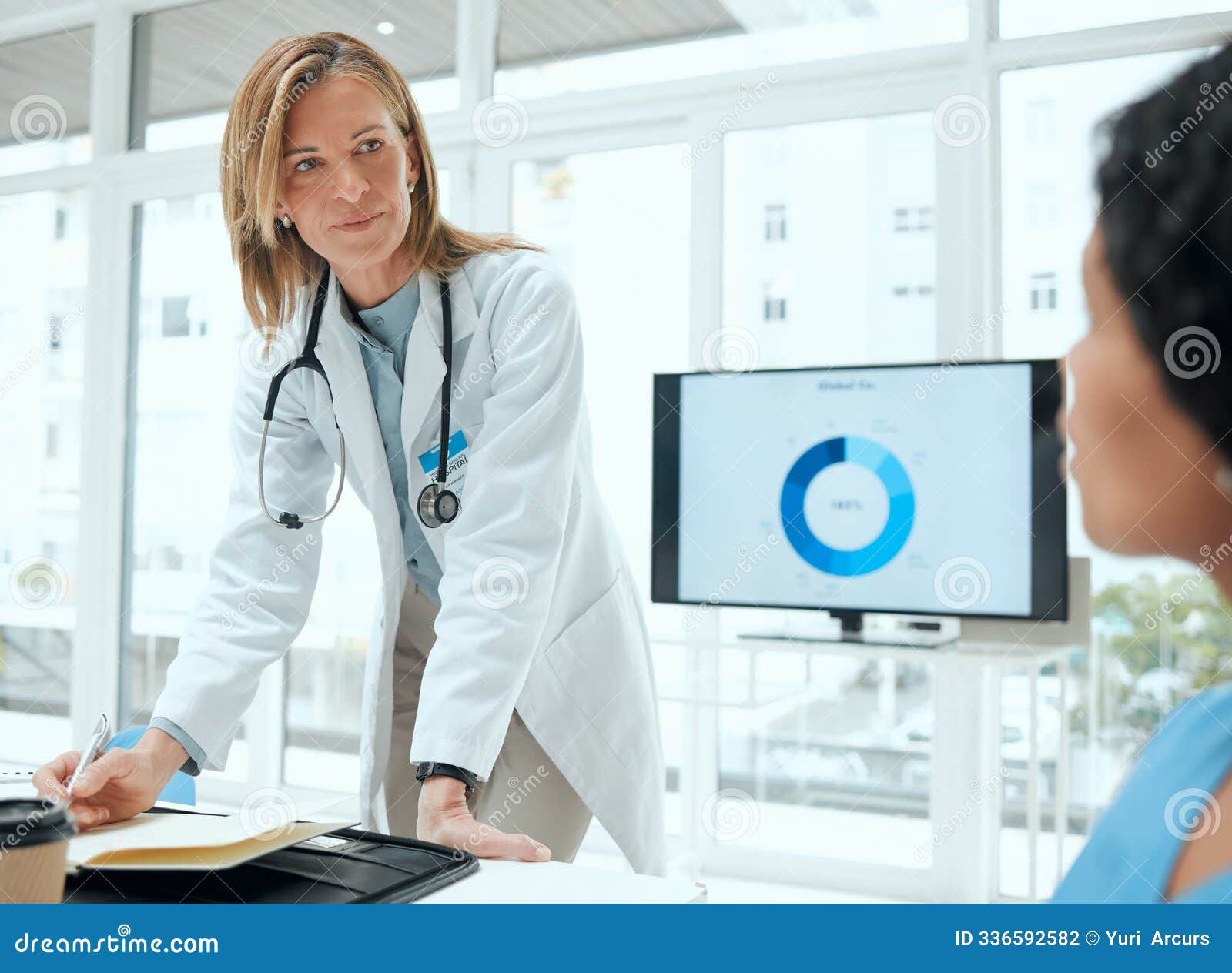 Computer Screen, Seminar or Training and Doctor in Hospital Boardroom ...