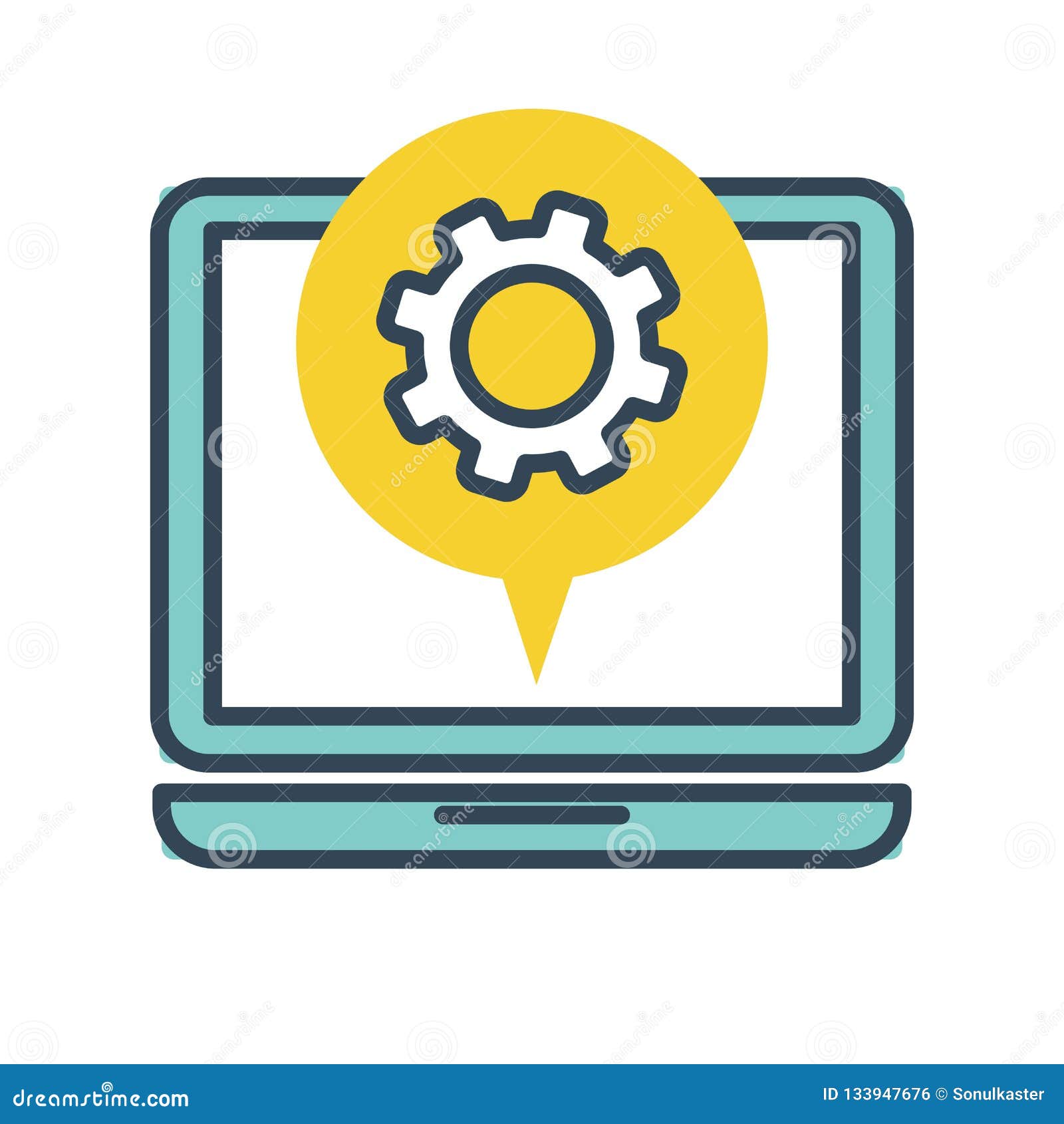 Computer Screen with Setting Information Isolated Icon Flat Style Stock ...