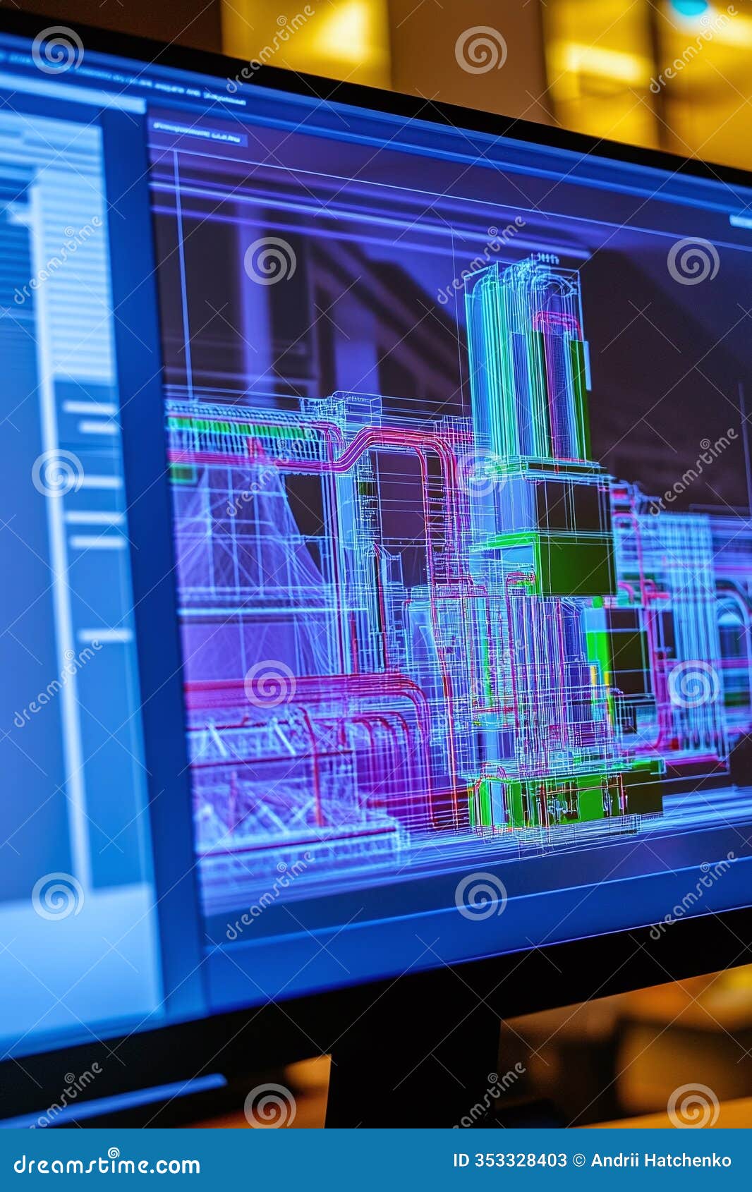 Computer Screen Showing a CAD Design of an Energy-efficient Power ...