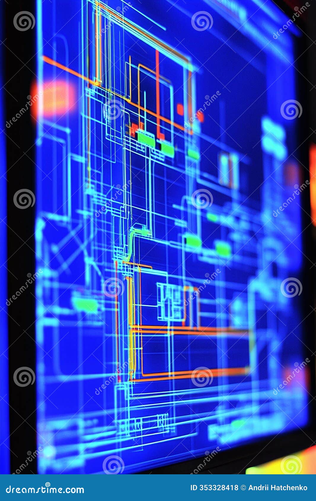 Computer Screen Showing a CAD Design of an Energy-efficient Power ...