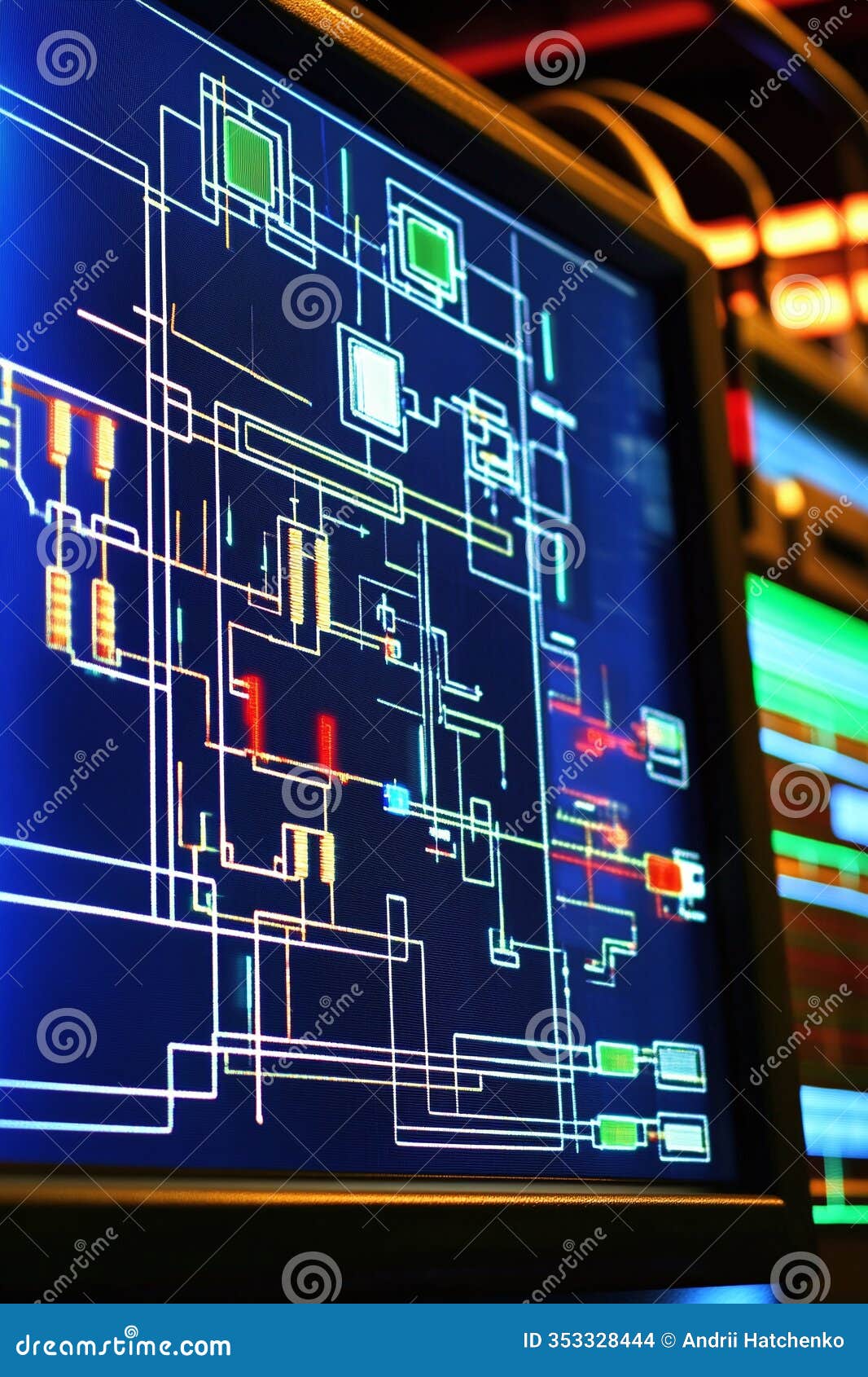 Computer Screen Showing a CAD Schematic of Energy Flow in a Smart Grid ...