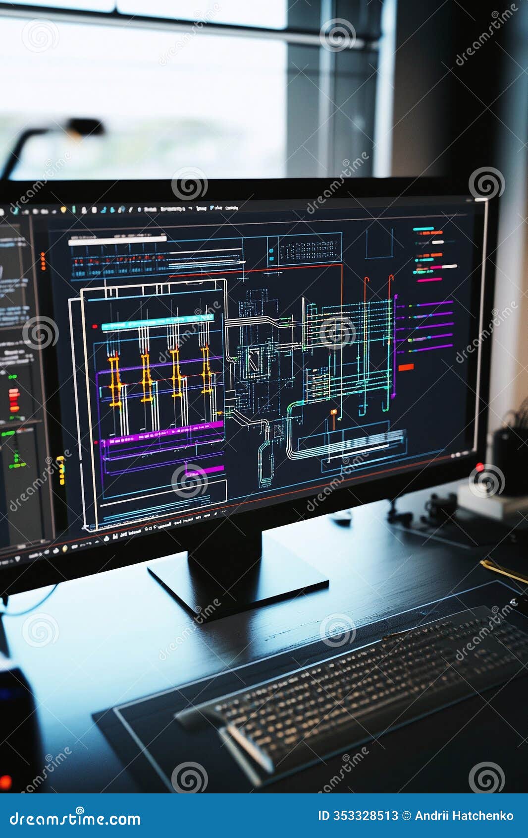 Computer Screen Showing a CAD Schematic of Energy Flow in a Smart Grid ...