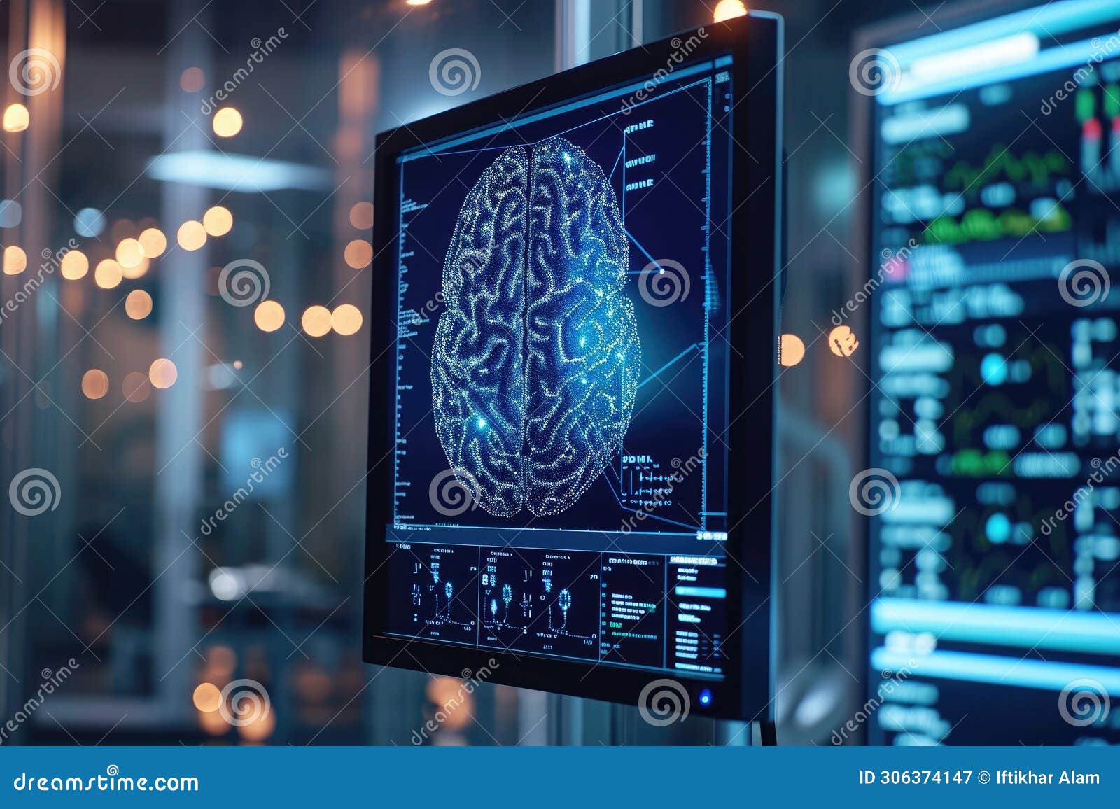 A Computer Screen Showing a Detailed Illustration of a Brain ...