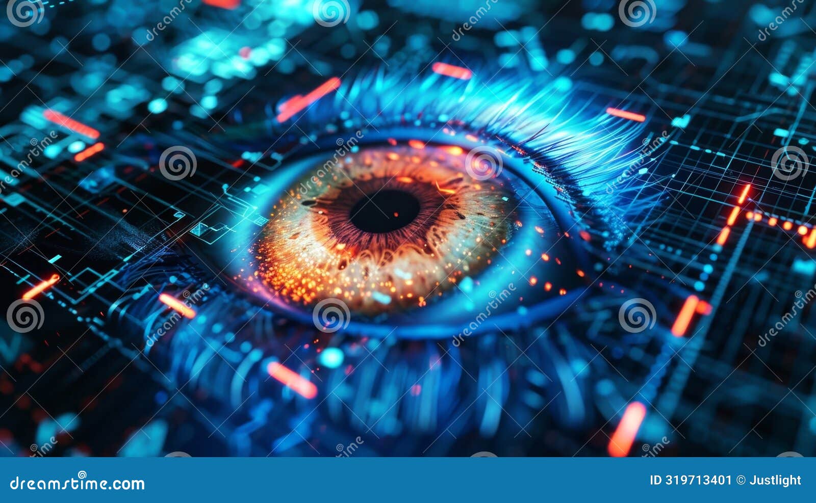 A Computer Screen Showing a Persons Iris Being Scanned by a Biometric ...