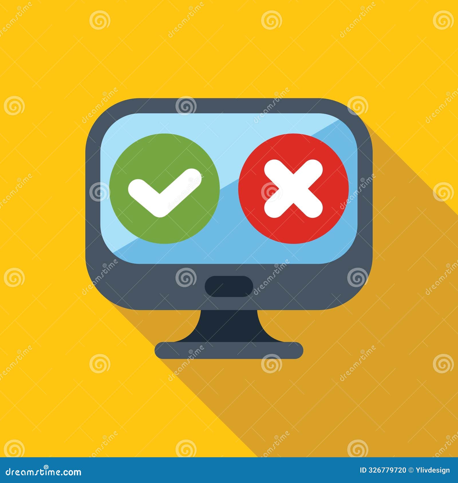 Computer Screen Showing Right and Wrong Choices Buttons for Deciding ...