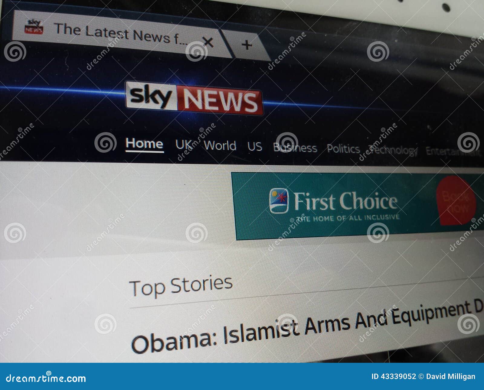 Computer Screen Showing Sky News Front Page on Internet Editorial ...