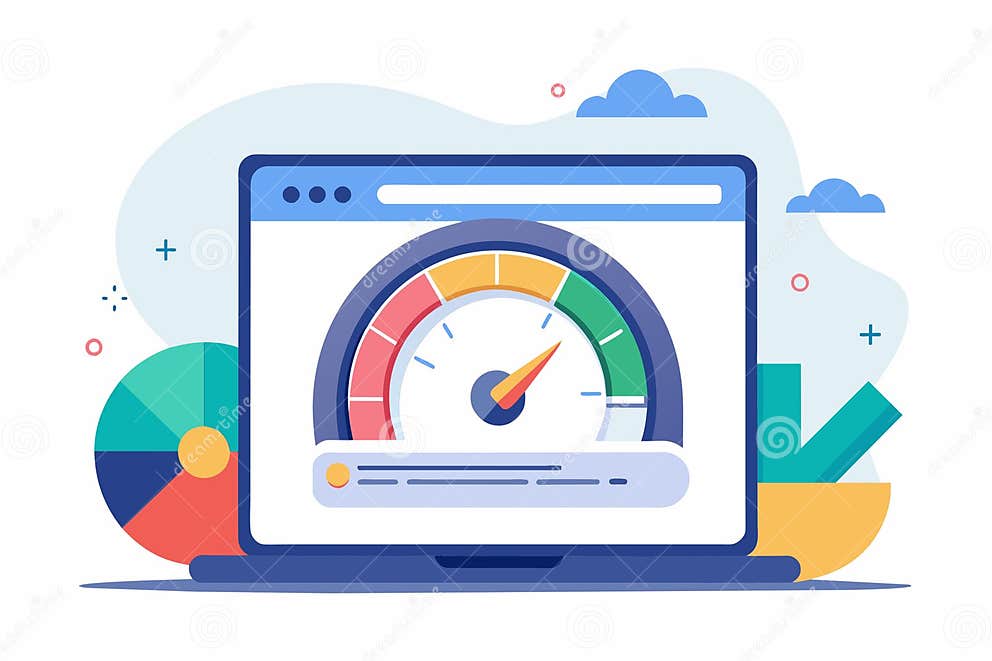 Computer Screen Showing a Speedometer, Indicating Website Speed Test ...
