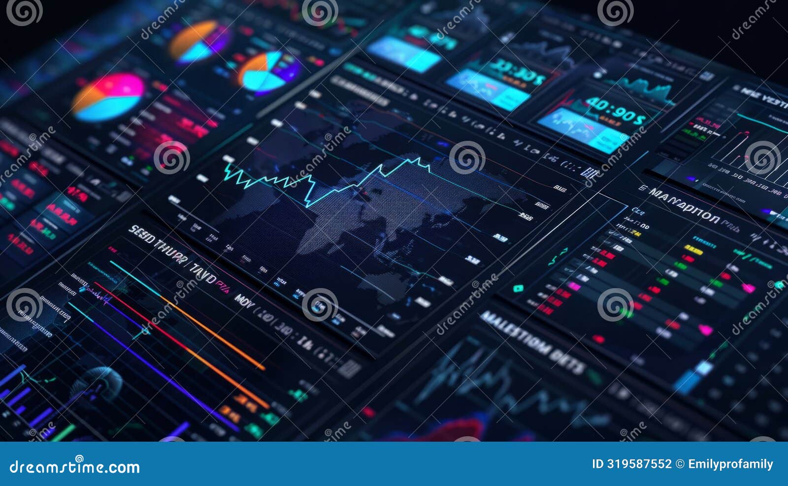 Computer Screen Displaying Multiple Graphs Stock Photo - Image of information, graphs: 319587552