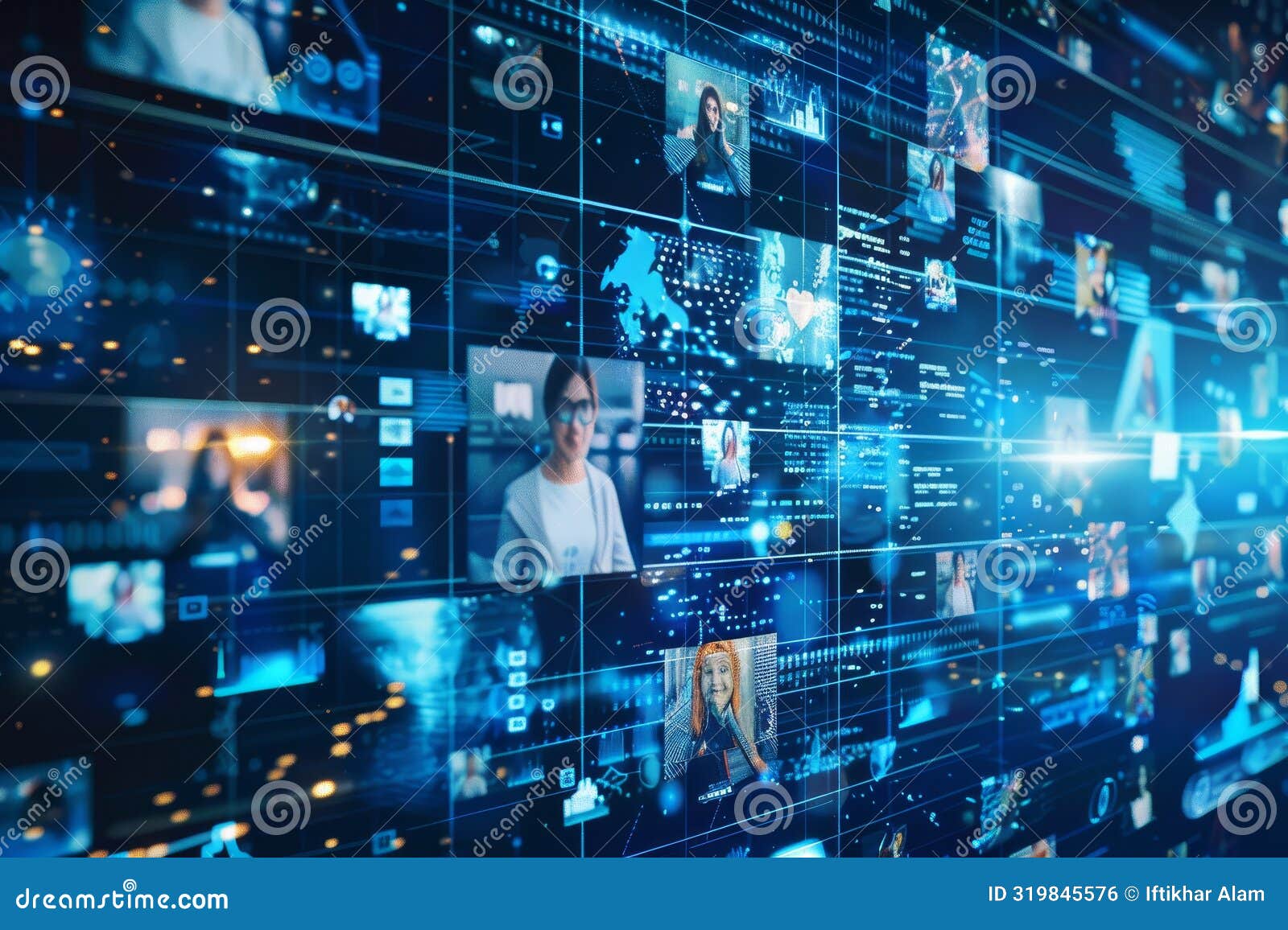 Computer Screen Showing Various Images in a Digital Platform Setup for ...