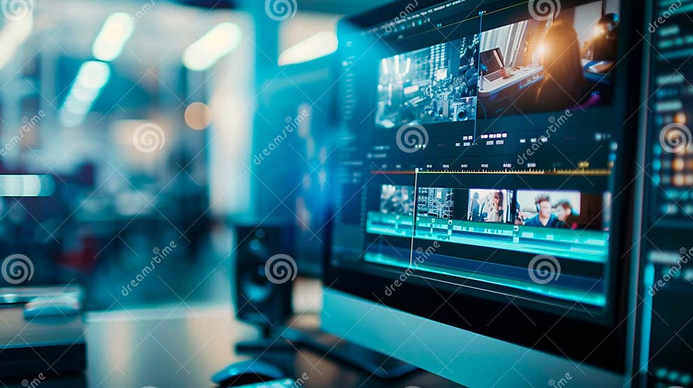Computer Screen Showing Video Clips Being Arranged and Edited in a ...