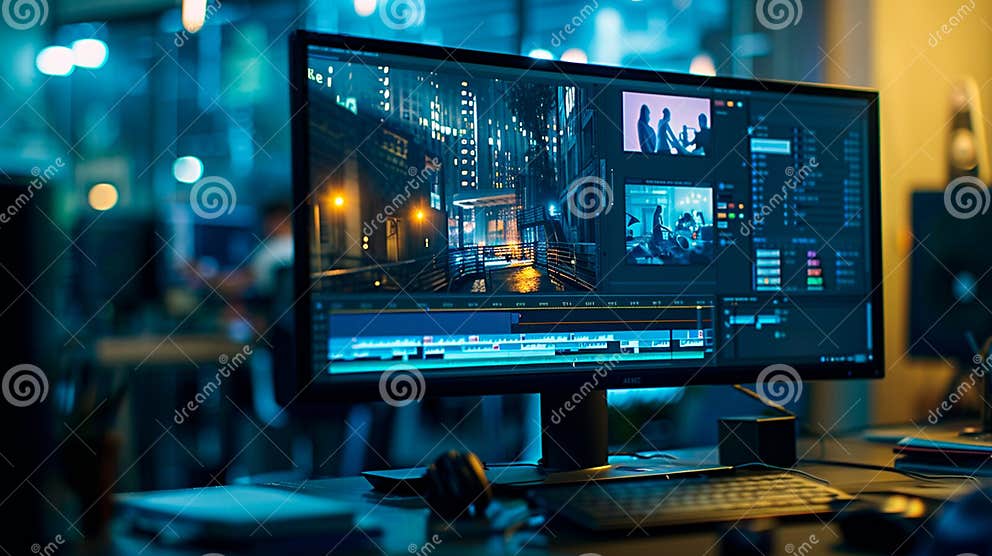 Computer Screen Showing Video Clips Being Arranged and Edited in a ...