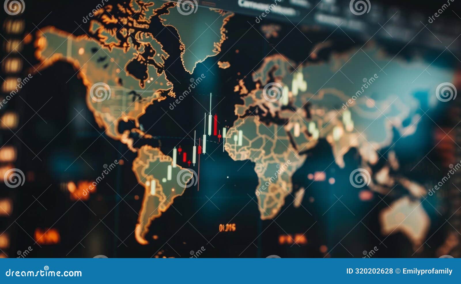 Computer Screen Showing World Map Stock Photo - Image of regions ...