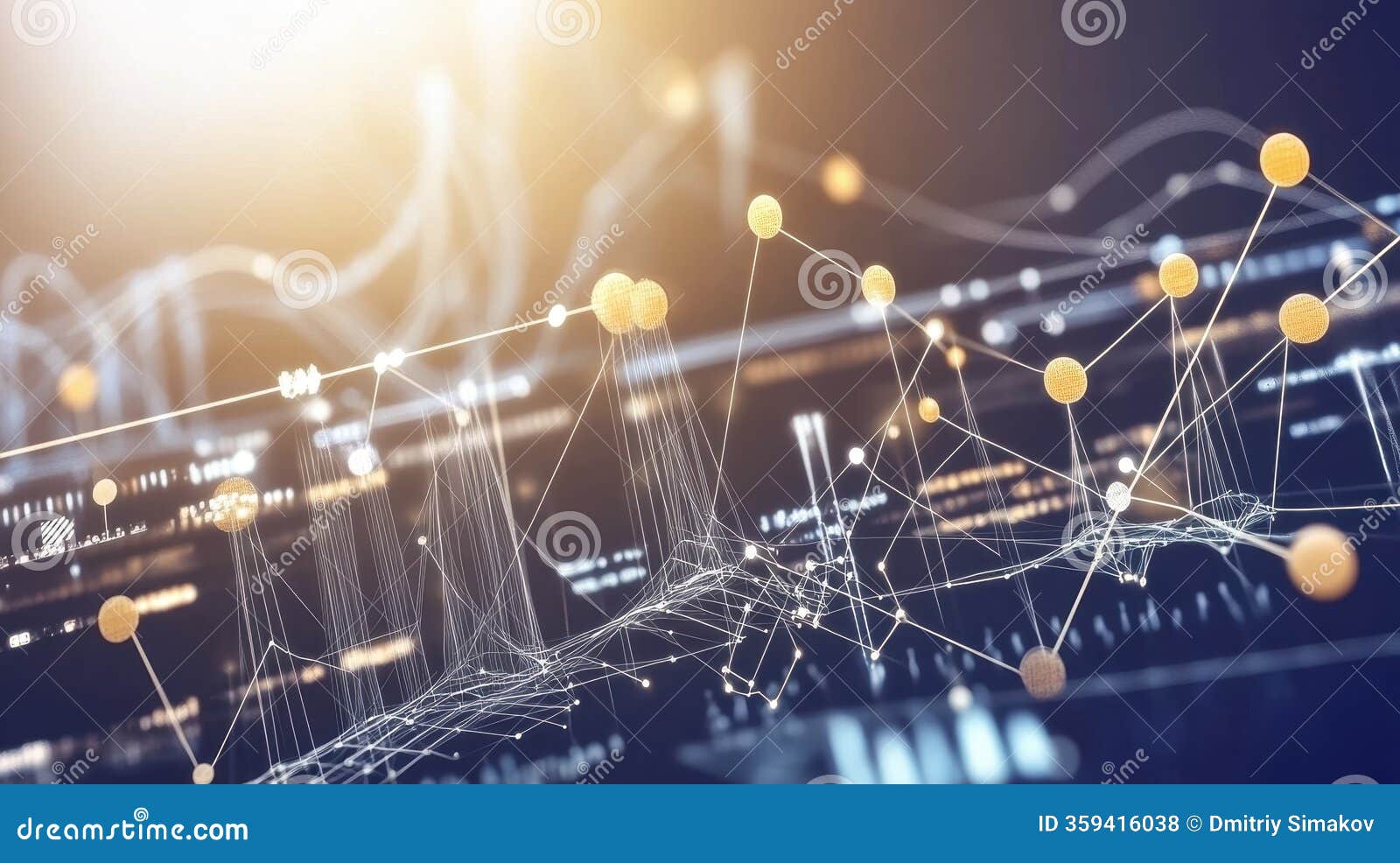 A Computer Screen Shows a Complex Network of Lines and Dots Stock Photo ...