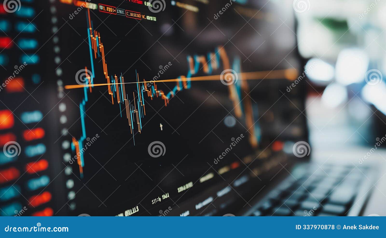 A Computer Screen Shows a Graph with a Red Line and a Blue Line. the ...
