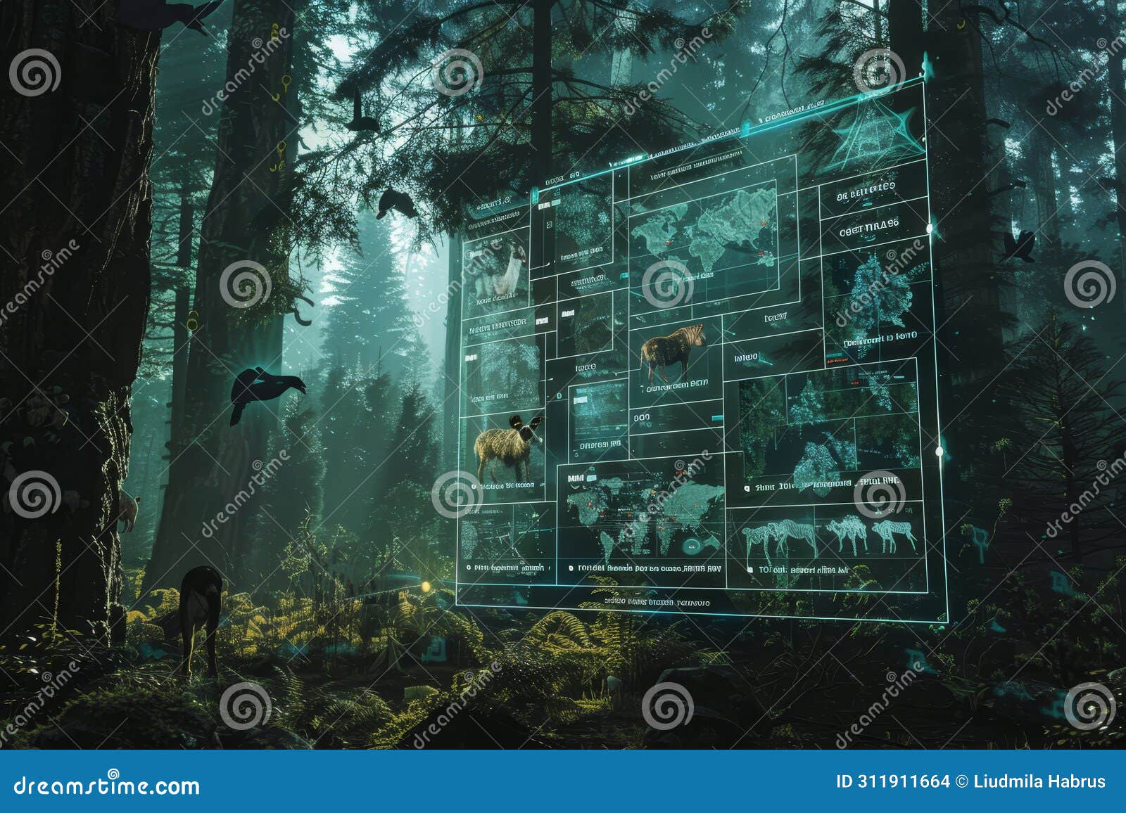 A Computer Screen Shows a Map of the World with Various Animals on it ...