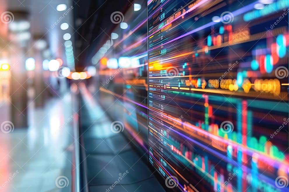 A Computer Screen Shows a Series of Numbers and Graphs Stock ...