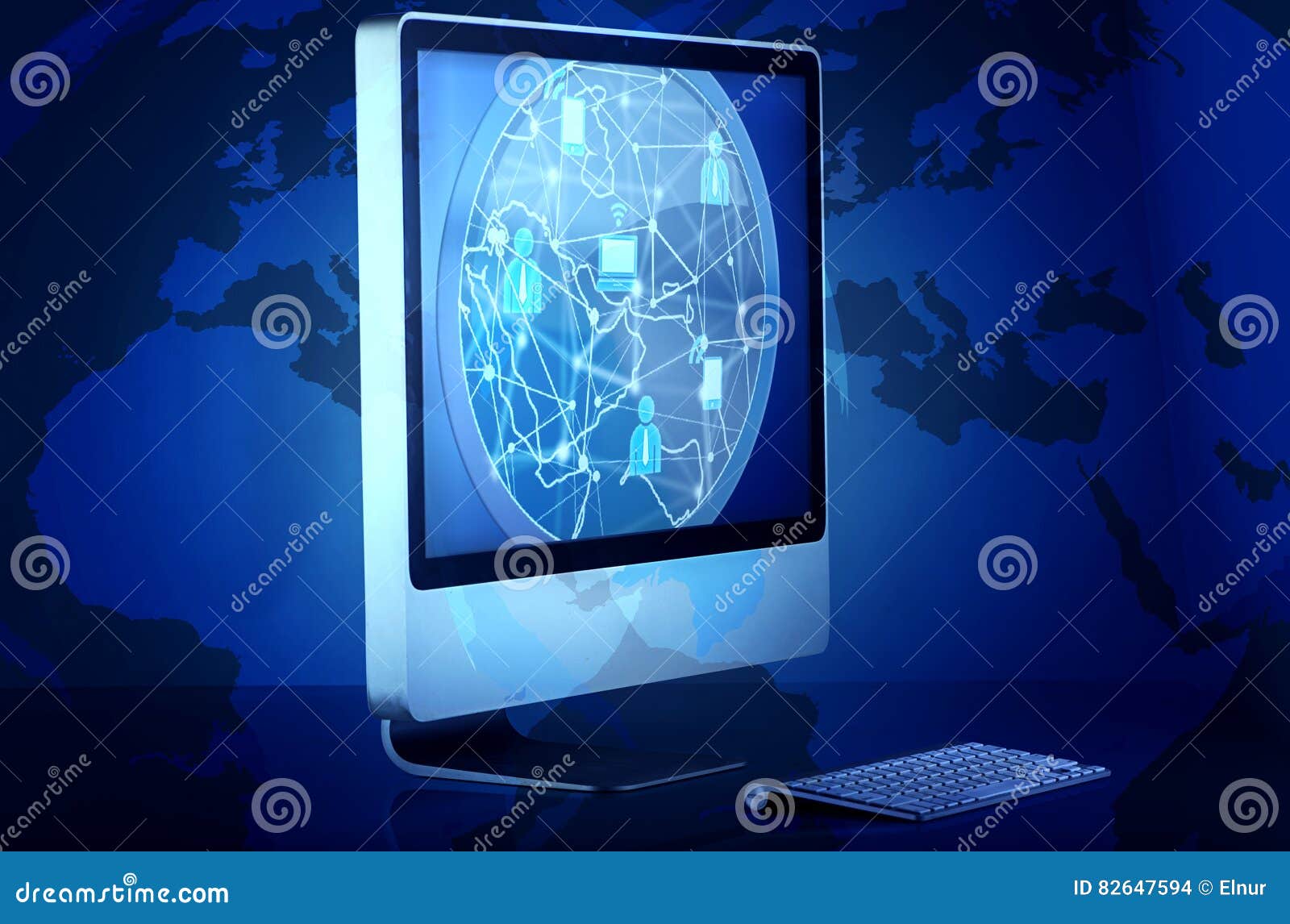 The Computer Screen in Social Media Concept Stock Illustration ...