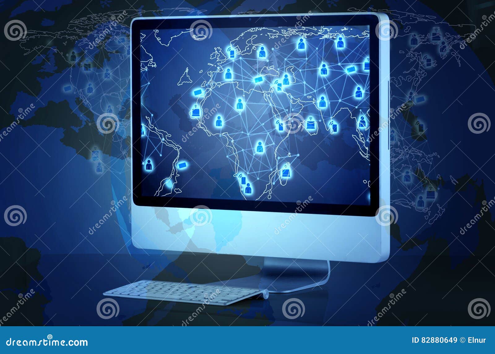 The Computer Screen in Social Media Concept Stock Illustration ...