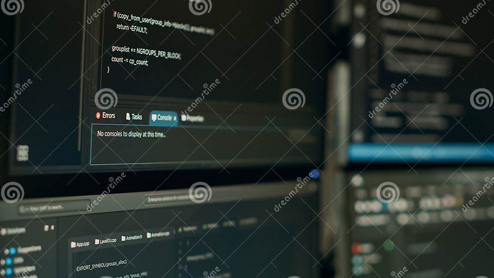 Computer Screen of Software Developer Typing Programming Language Stock ...