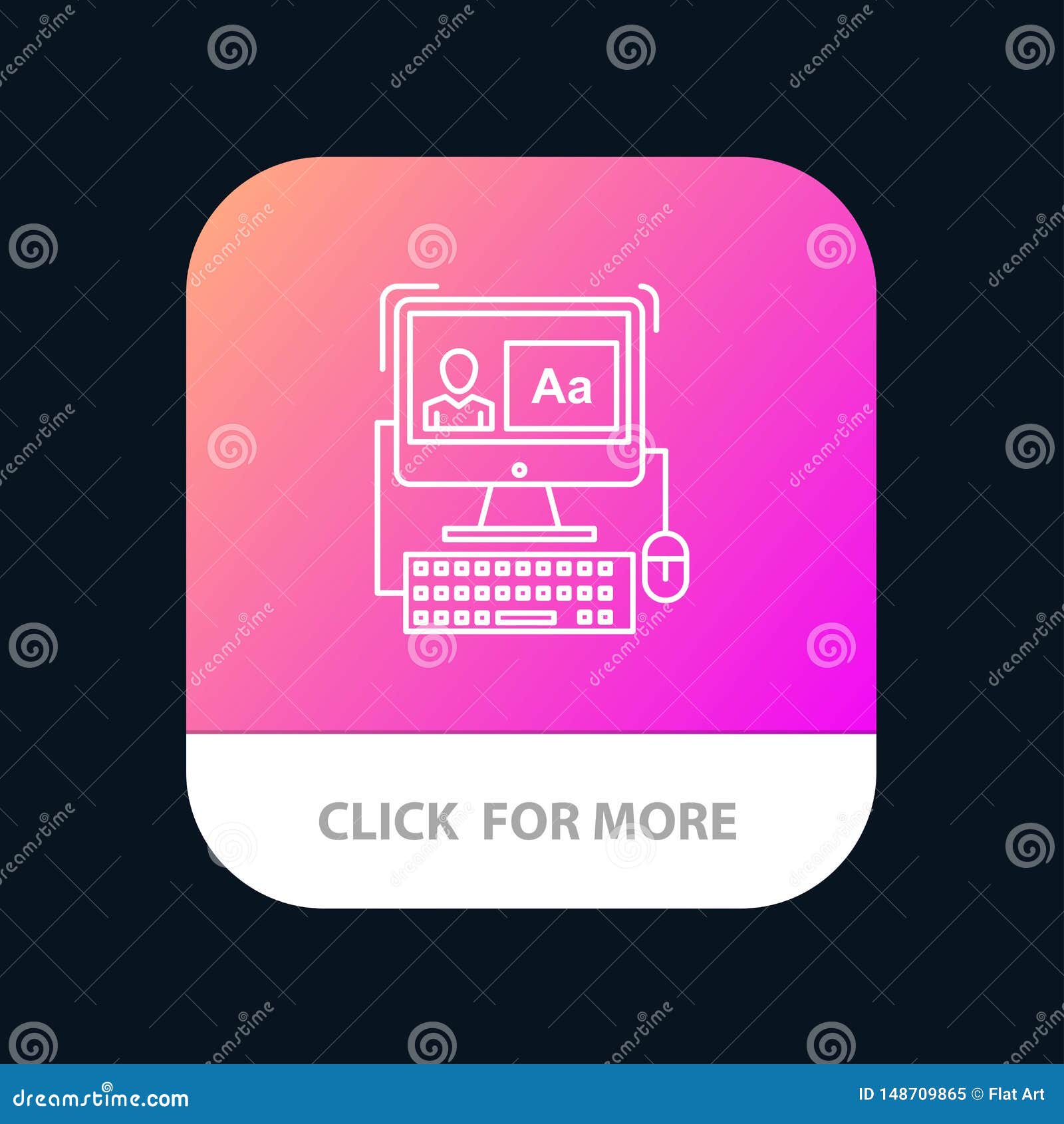 Computer Screen Software Editing Mobile App Button Android And Ios Line Version Stock Vector