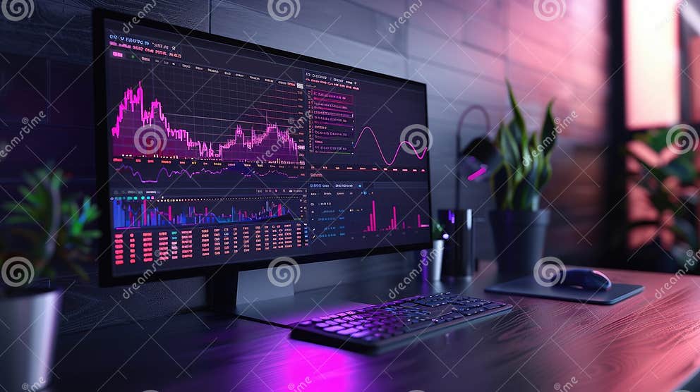 A Computer Screen with a Stock Market Chart on it AIG535 Stock Photo ...