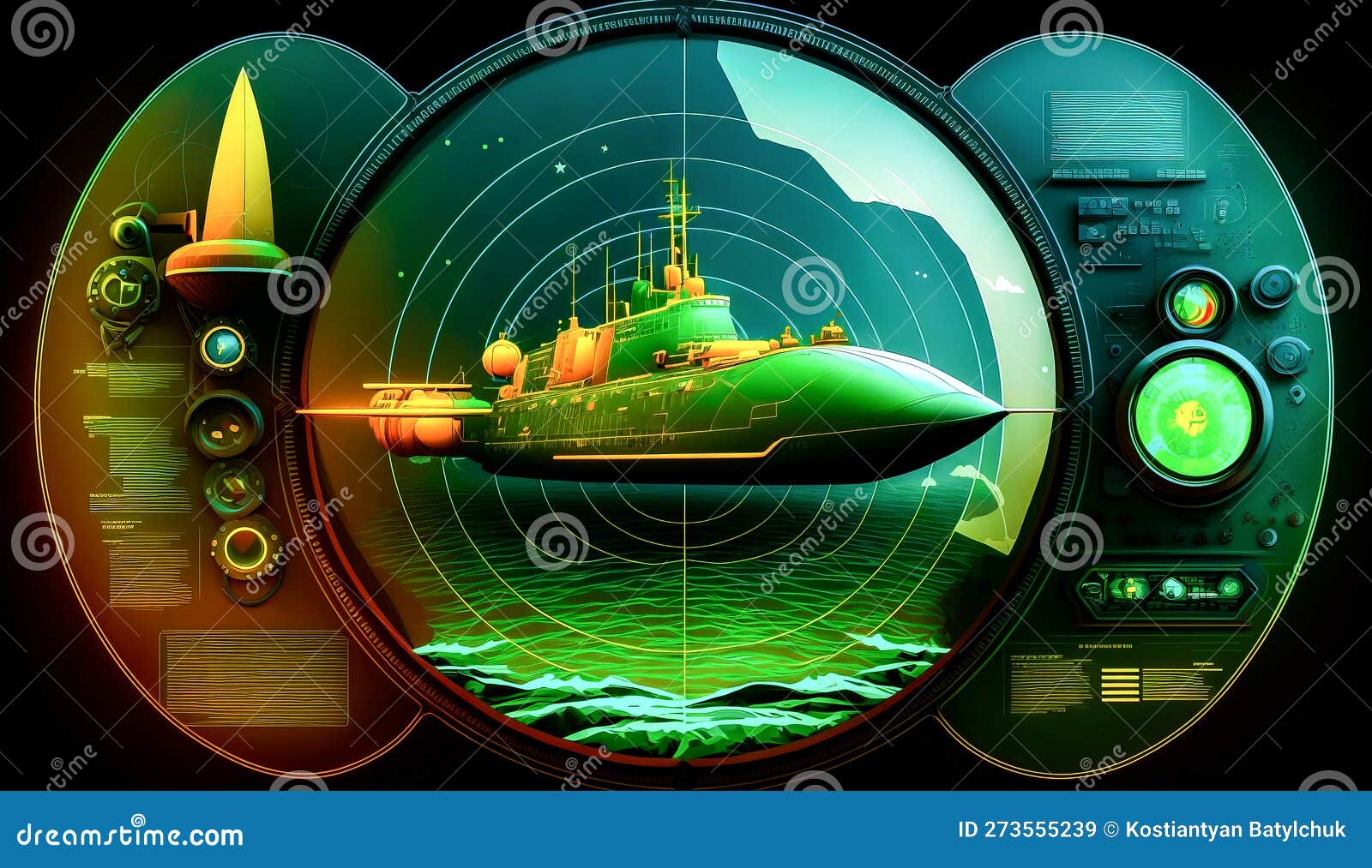 Computer Screen with Submarine on it. Generative AI Stock Image - Image ...