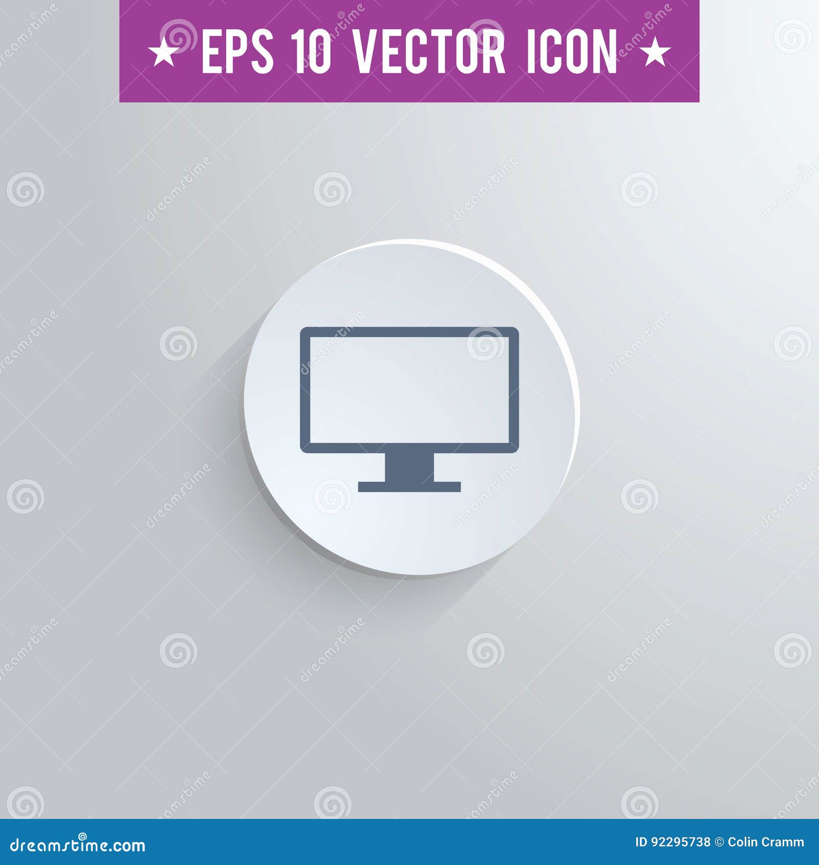 Computer Screen Symbol Icon on Gray Background Stock Vector ...
