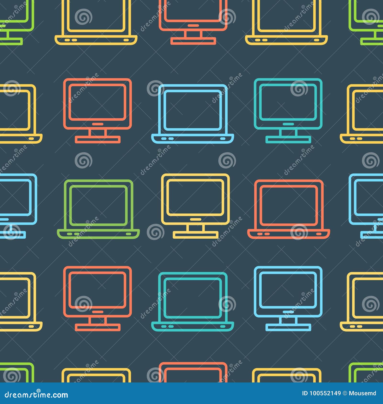 Computer Screen Symbol Seamless Pattern Background. Vector Stock Vector ...