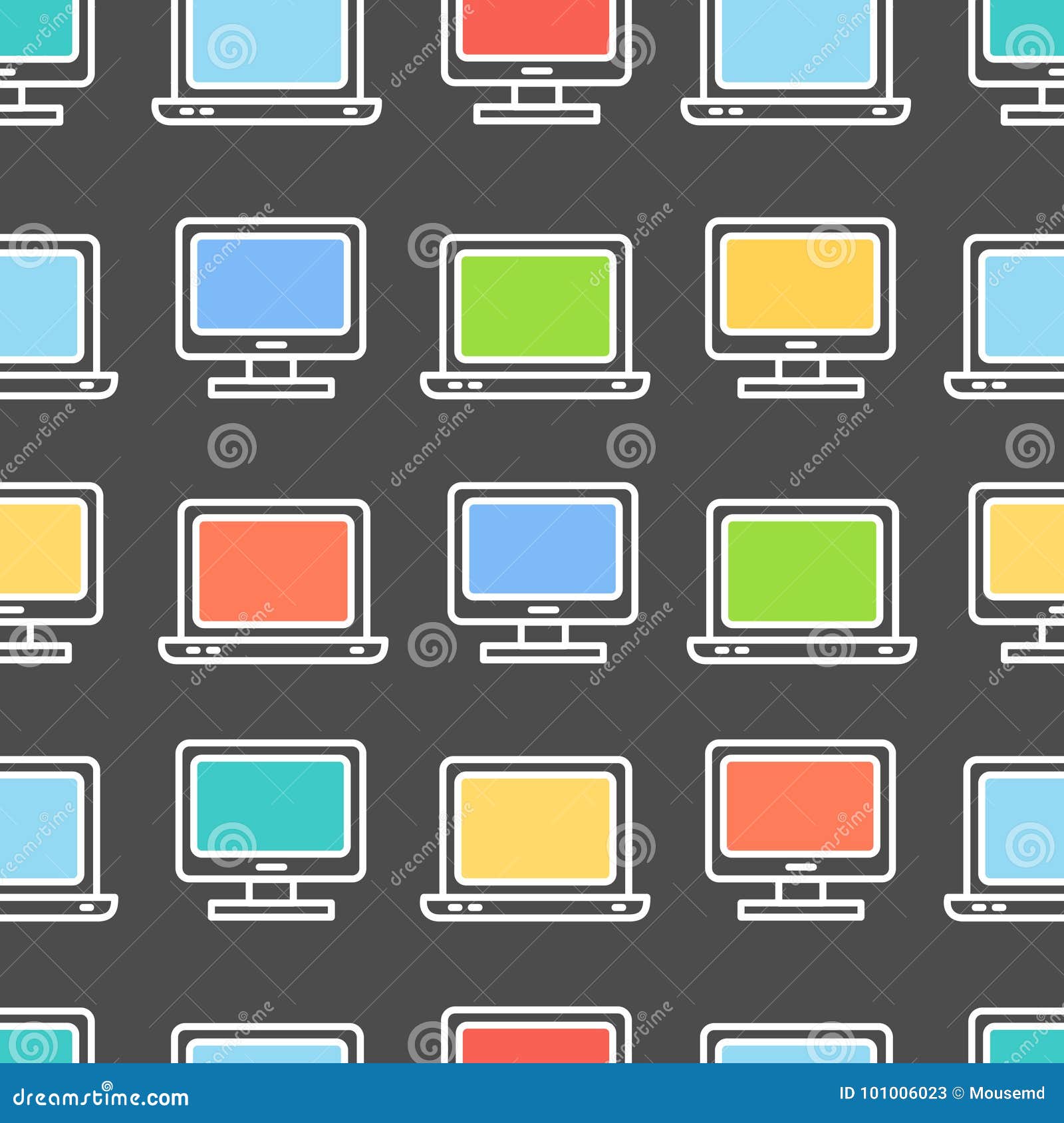 Computer Screen Symbol Seamless Pattern Background. Vector Stock Vector ...