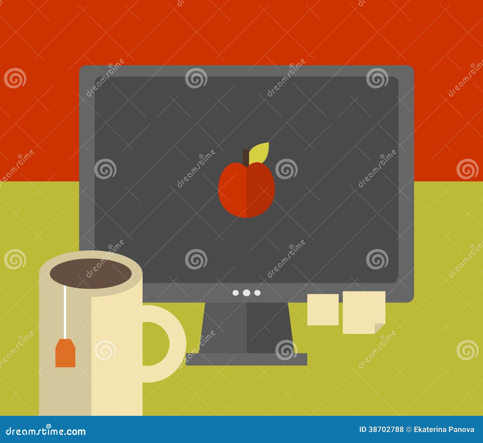 Computer Screen on the Table. Stock Vector - Illustration of metal ...