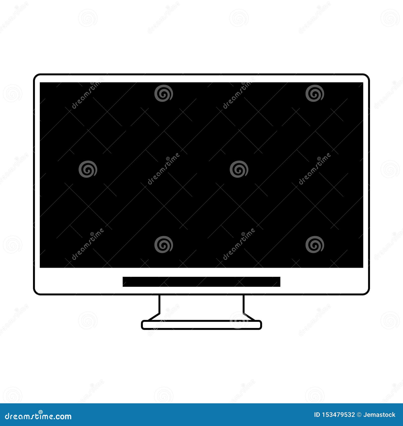 Computer Screen Technology Hardware Cartoon in Black and White Stock ...