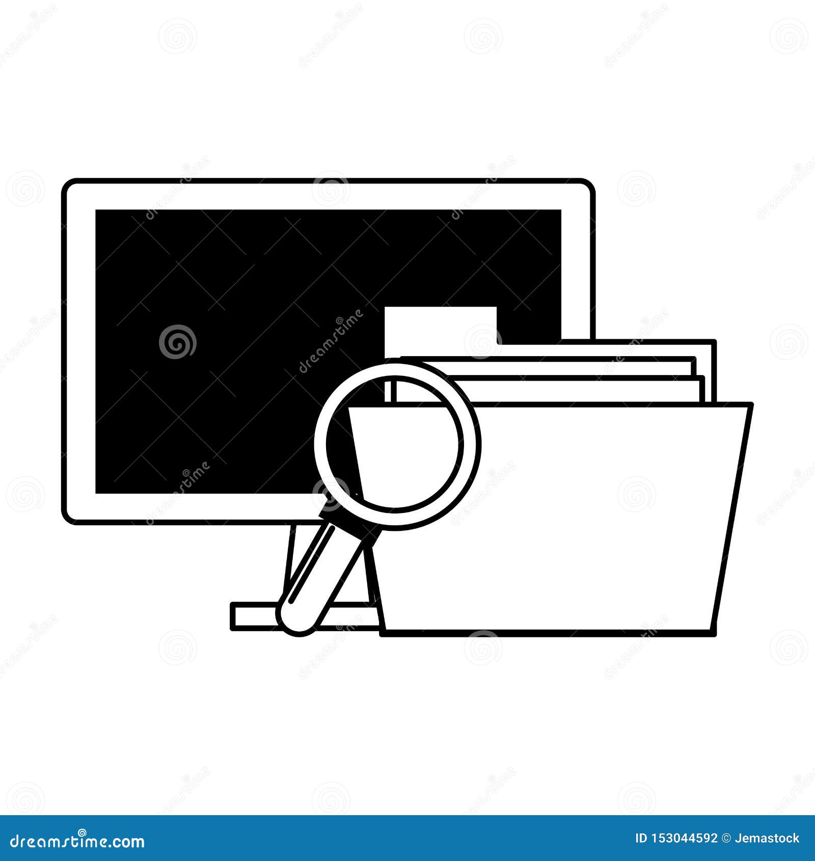 Computer Screen Technology Hardware Cartoon in Black and White Stock ...