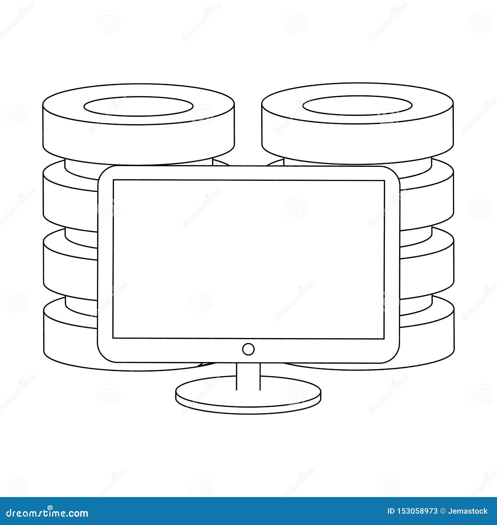 Computer Screen Technology Hardware Cartoon in Black and White Stock ...