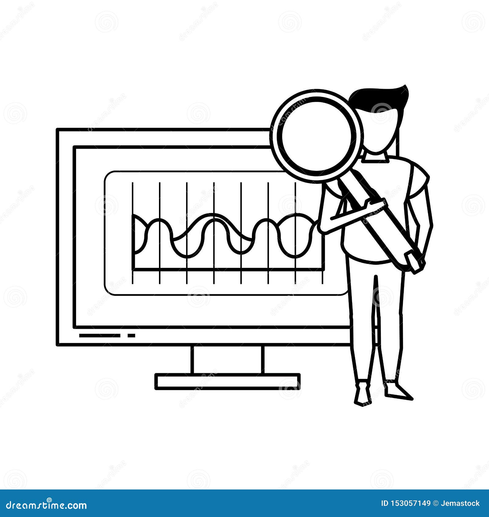 Computer Screen Technology Hardware Cartoon in Black and White Stock ...