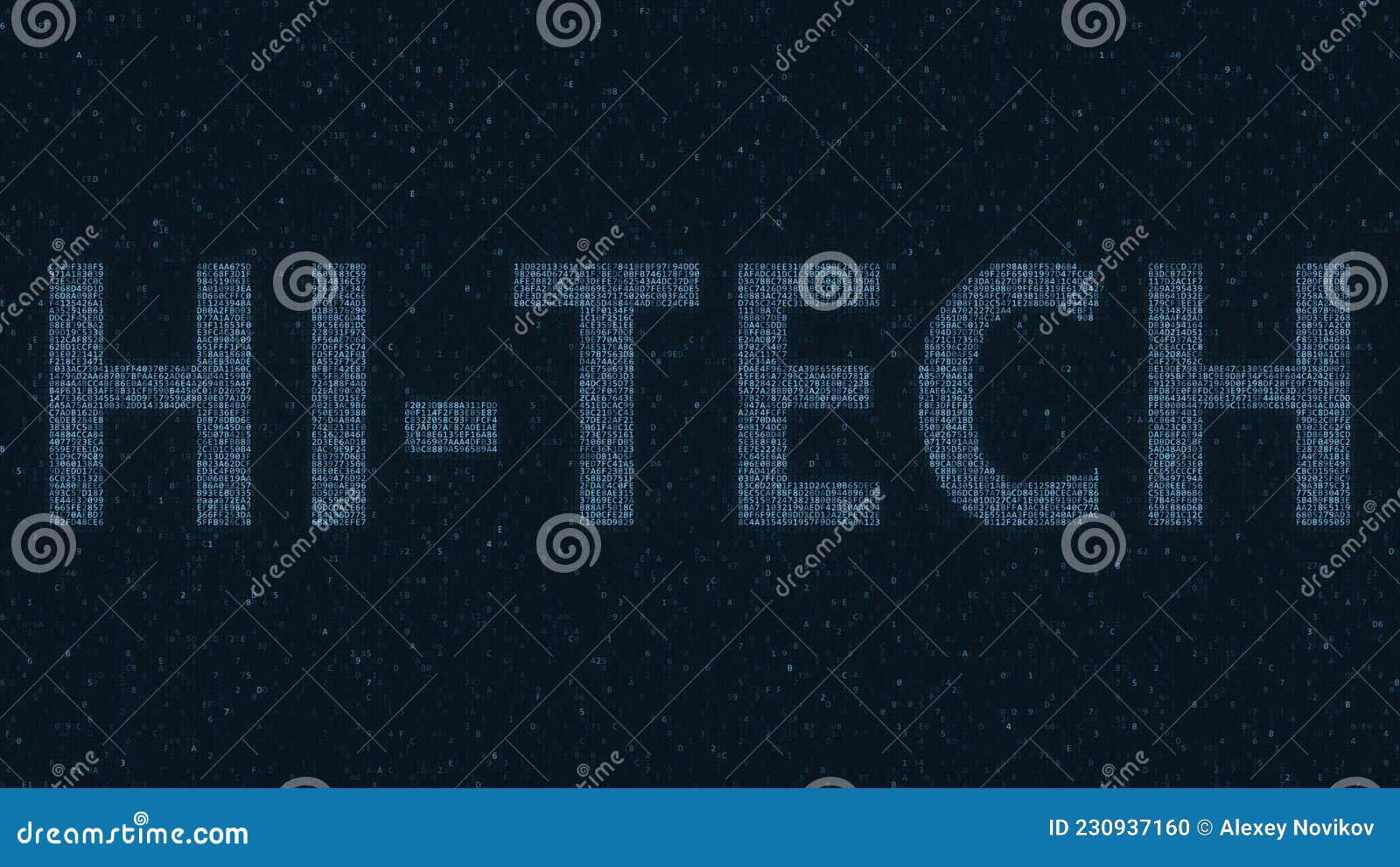 HI-TECH Text Made with Many Symbols on Computer Screen, 3d Rendering ...