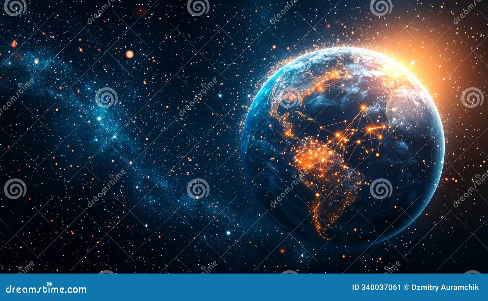 In a Computer Screen, There is an Image of the Earth with Points of ...