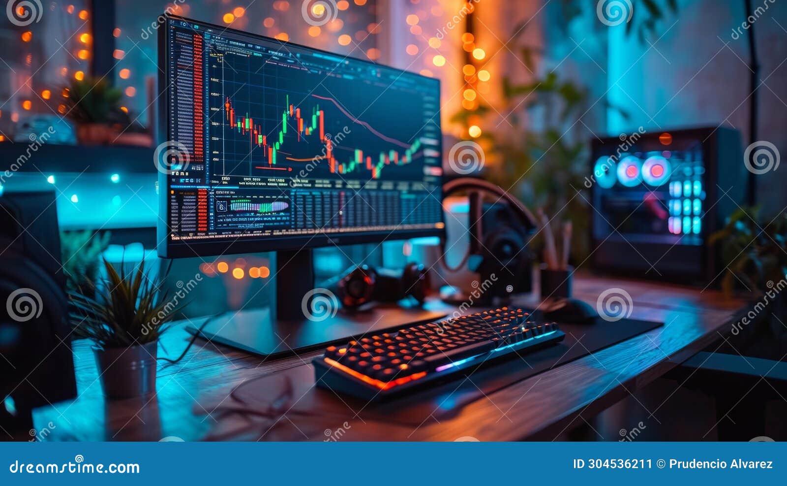 Computer Screen with Trading Chart Stock Illustration - Illustration of ...