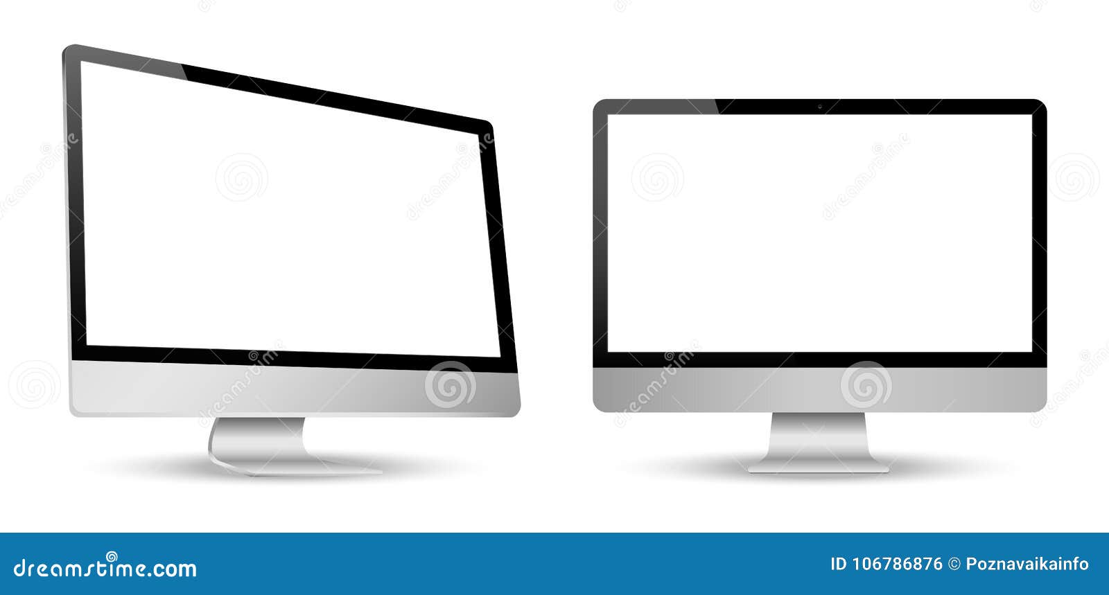 Computer Screen View Left and Front Isolated White Background Stock ...