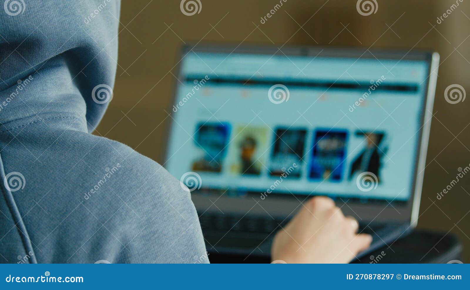 Computer Screen View Over Shoulder Unknown Unrecognizable Man Back ...