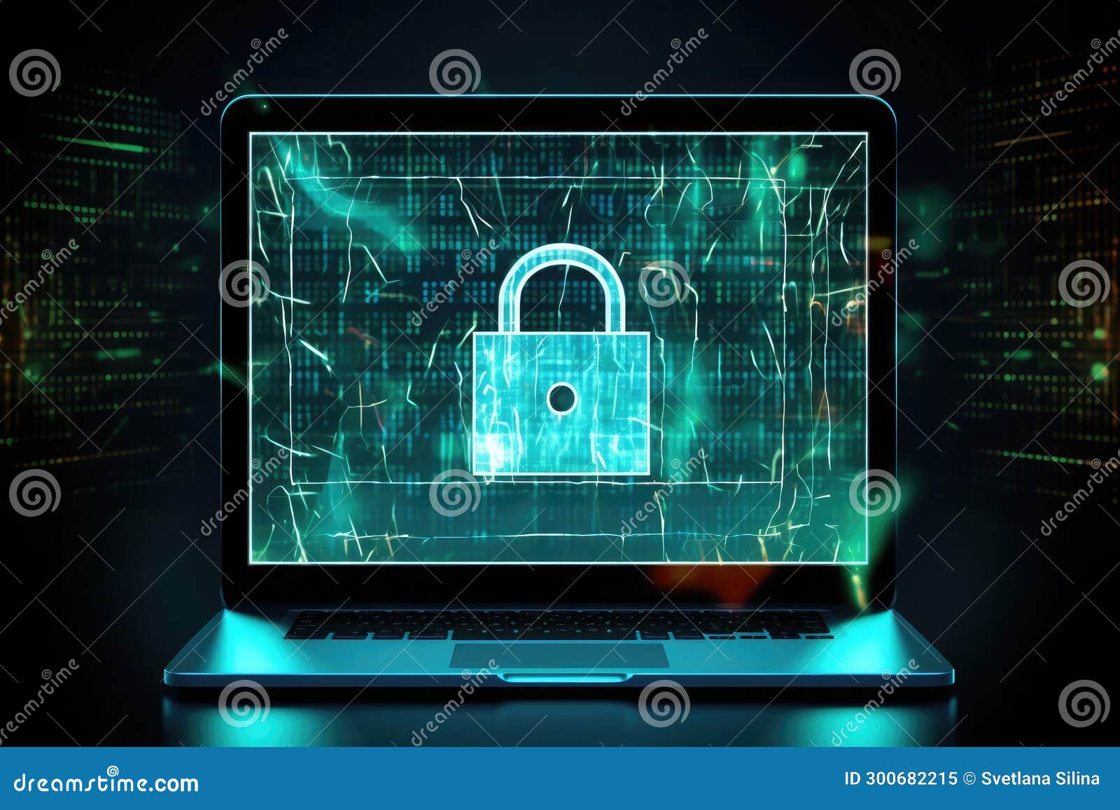 Computer Screen with Virtual Lock Image Security, Cybersecurity Stock ...