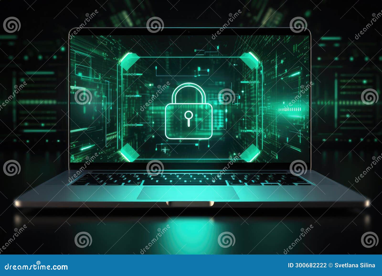 Computer Screen with Virtual Lock Image Security, Cybersecurity Stock ...
