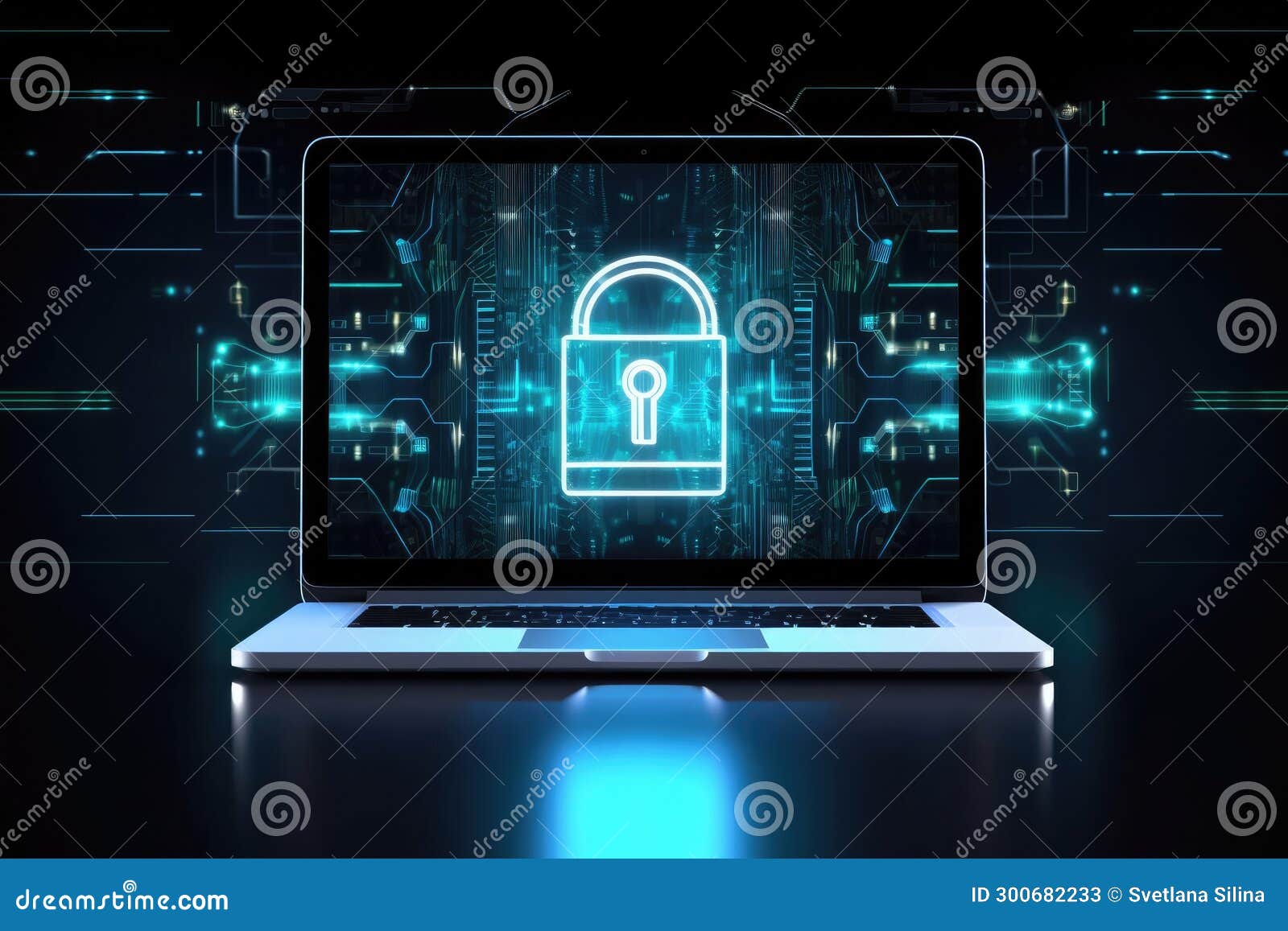 Computer Screen with Virtual Lock Image Security, Cybersecurity Stock ...