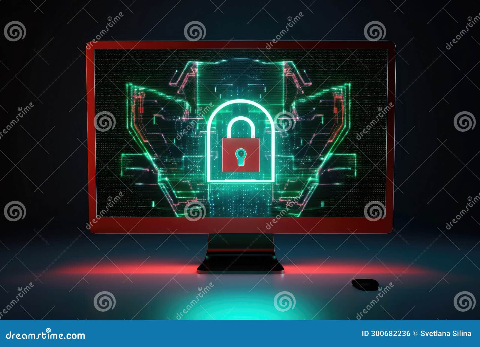 Computer Screen with Virtual Lock Image Security, Cybersecurity Stock ...