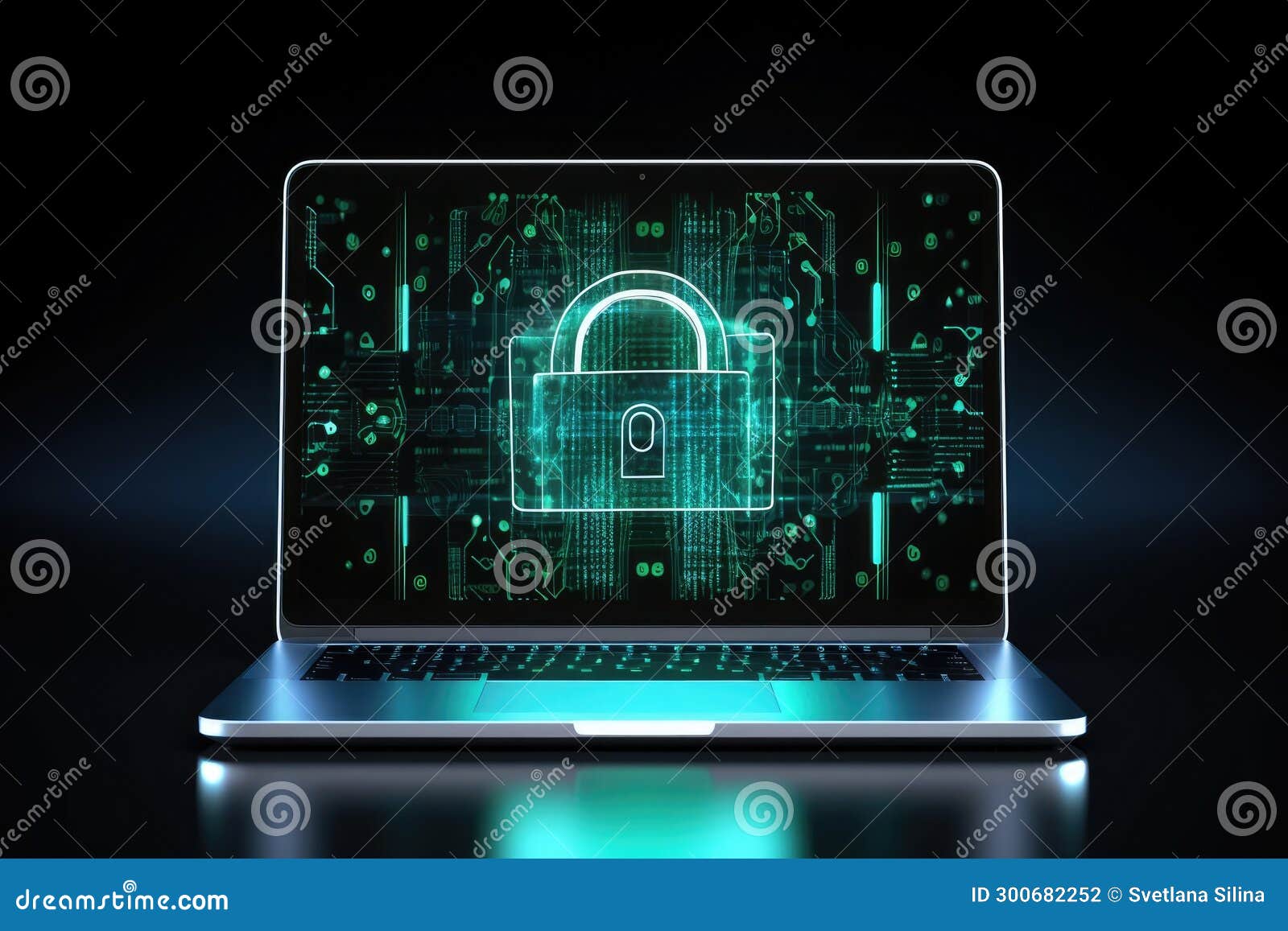 Computer Screen with Virtual Lock Image Security, Cybersecurity Stock ...