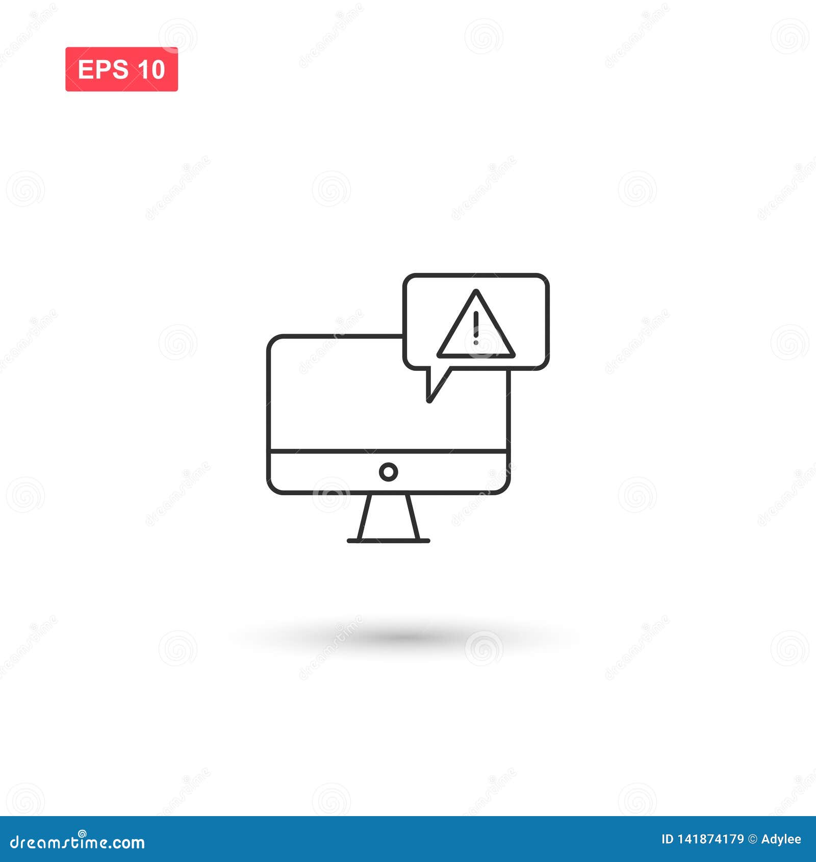 Computer Screen with Warning Alert Virus Isolated 6 Stock Vector ...